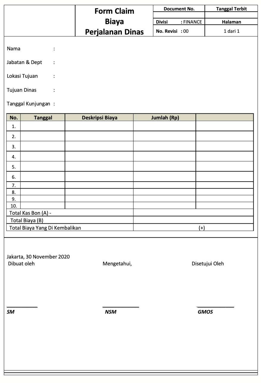 5 Contoh Form Reimbursement, Format Word hingga PDF [+ Gratis Template ...