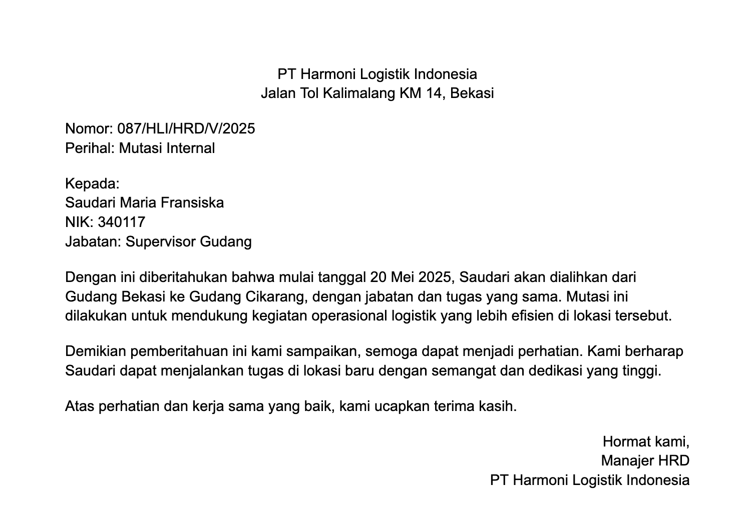 15 Contoh Surat Mutasi Karyawan hingga PNS, Langsung Copas! - KantorKu