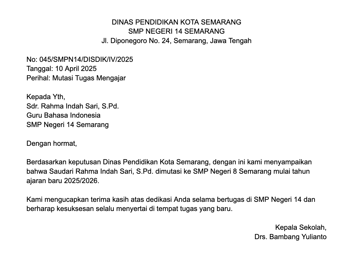 15 Contoh Surat Mutasi Karyawan hingga PNS, Langsung Copas! - KantorKu