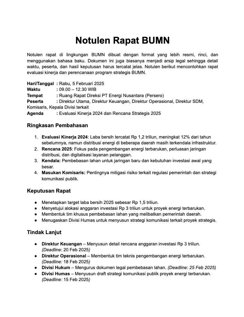 Download 20 Contoh Notulen Rapat, Gratis & Siap Pakai! - KantorKu