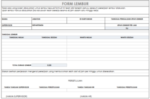 3 Contoh Form Lembur Karyawan PDF, Excel, dan Word (Bisa Download ...