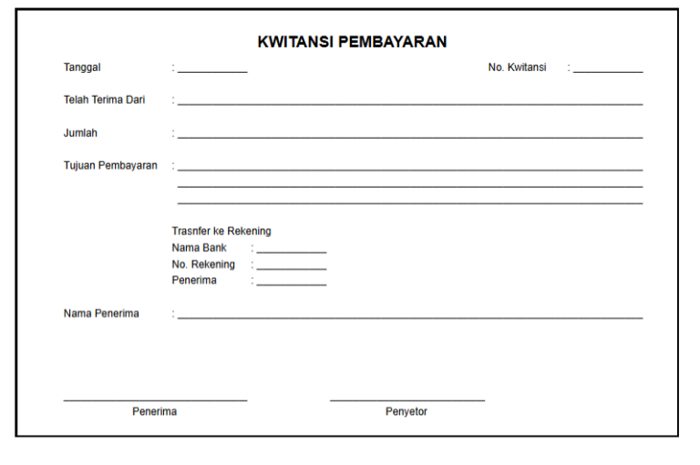 Download Contoh Format Kwitansi Kosong (Docx, Excel, PDF) - KantorKu