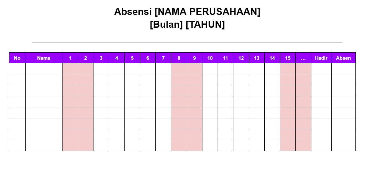 Cara Membuat Absensi Karyawan di Word dan Excel (+Template Gratis ...