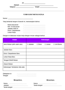 15 Contoh Surat Mutasi Karyawan Format Docx dan PDF, Ada Form Kosong! - KantorKu