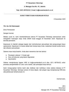 Surat PHK Karyawan: Dasar Hukum, Cara Membuat, & 10 Contohnya - KantorKu